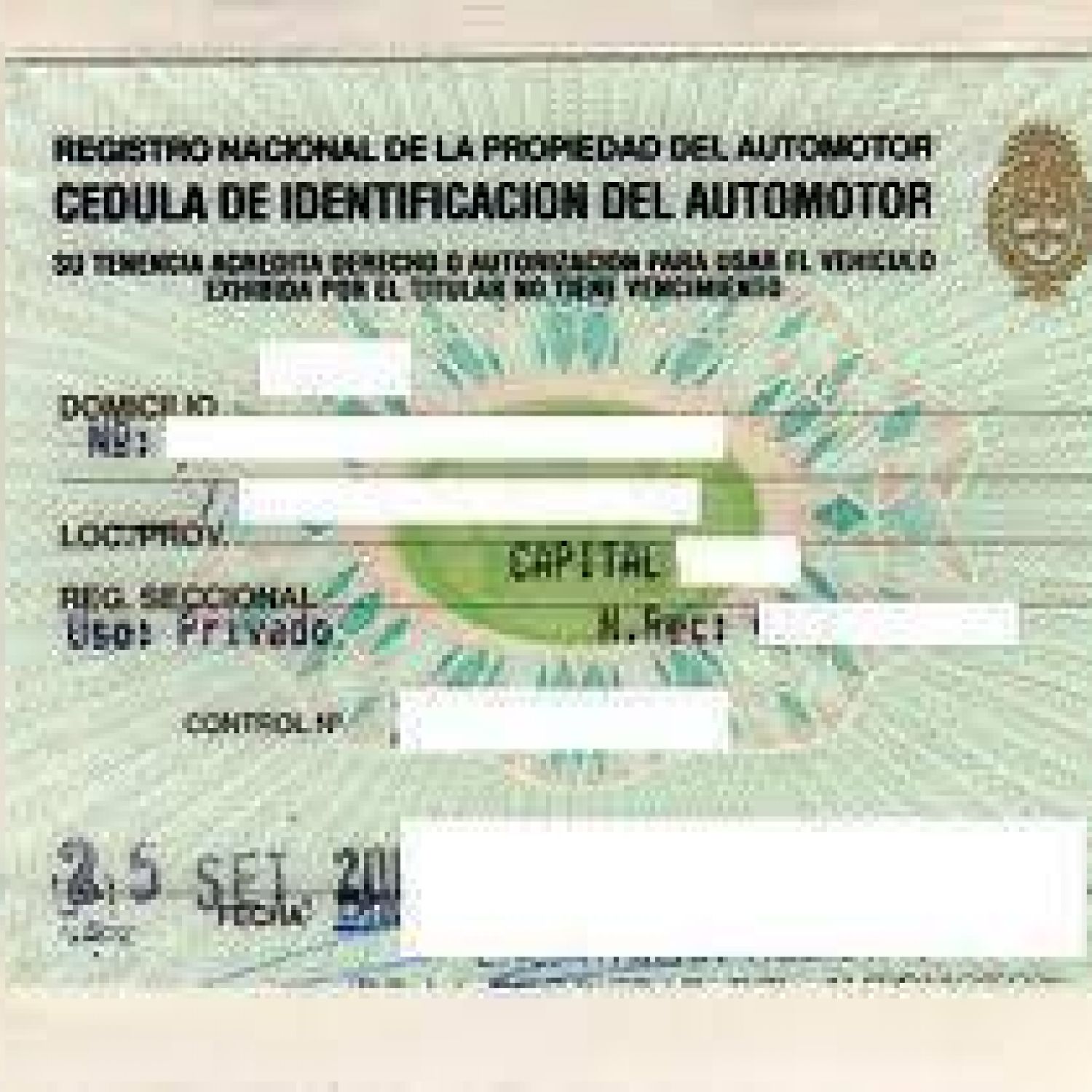 Se podrá renovar la cédula verde del auto por internet