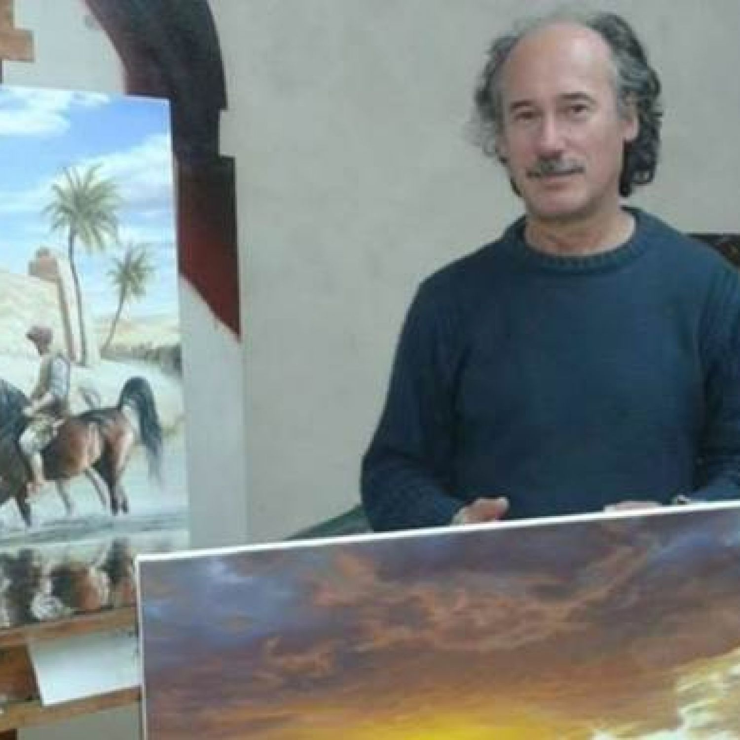 Un pintor de Tornquist le hace cuadros a pedido a un jeque árabe