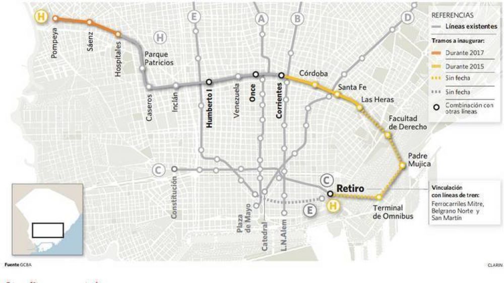 La extensión del subte: acuerdo para llevar la línea H hasta Retiro y ...