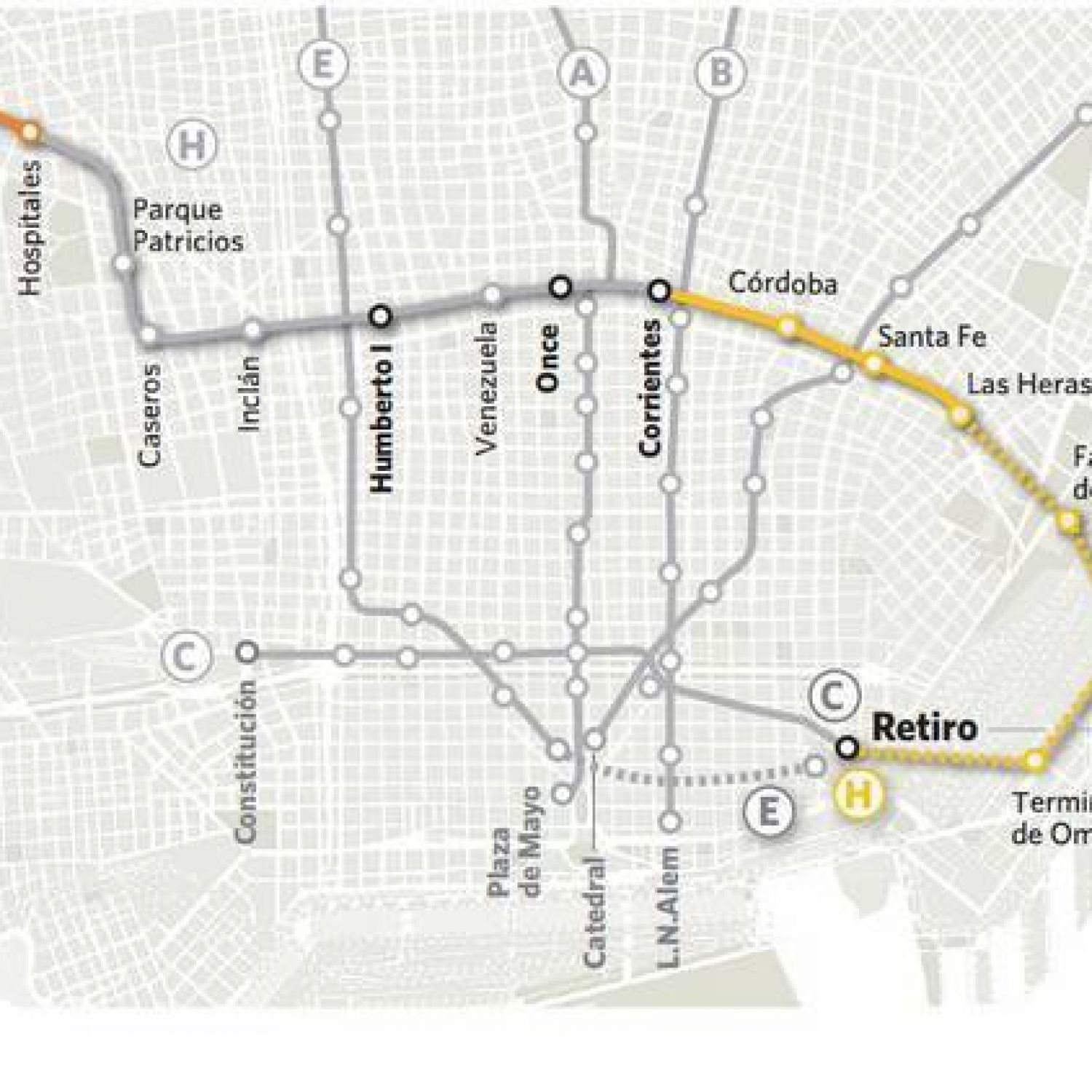 La extensión del subte: acuerdo para llevar la línea H hasta Retiro y ...